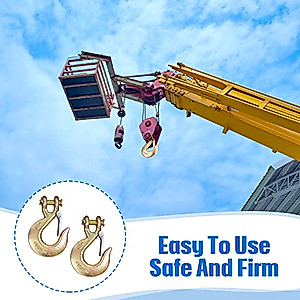 2 Pack 5/16 Inch Chain Hook, Tow Chains with Hooks Clevis Slip Hook with Latch Safety Hook G70 Tow Chain Clevis Grab Hook for Trailer Truck Transport Tow Chain Hook Drag Chain Hooks Heavy Load