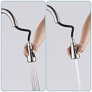 KSUCBOHAR Brushed Kitchen Sink Faucet with Pull Down Sprayer Single Handle Kitchen Faucets 360 Swivel High Arc with Deck Plate Home Stainless Steal Faucets