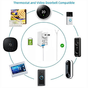 24V c Wire Adapter for Smart Thermostat - 26.2ft Long nest Power Connector，Ring doorbell Power Adapter Fits Ring, Nest Hello, Wyze, Eufy Video Doorbells and Ecobee,Sensi,Nest,Honeywell Thermostat