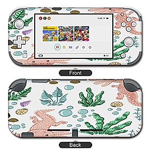 Axolotls Shells Pebbles and Bubbles Compatible with Switch/Switch Lite Console Joy-Con Dock Sticker Skin Full Set Cute Stickers Cover for Switch Lite