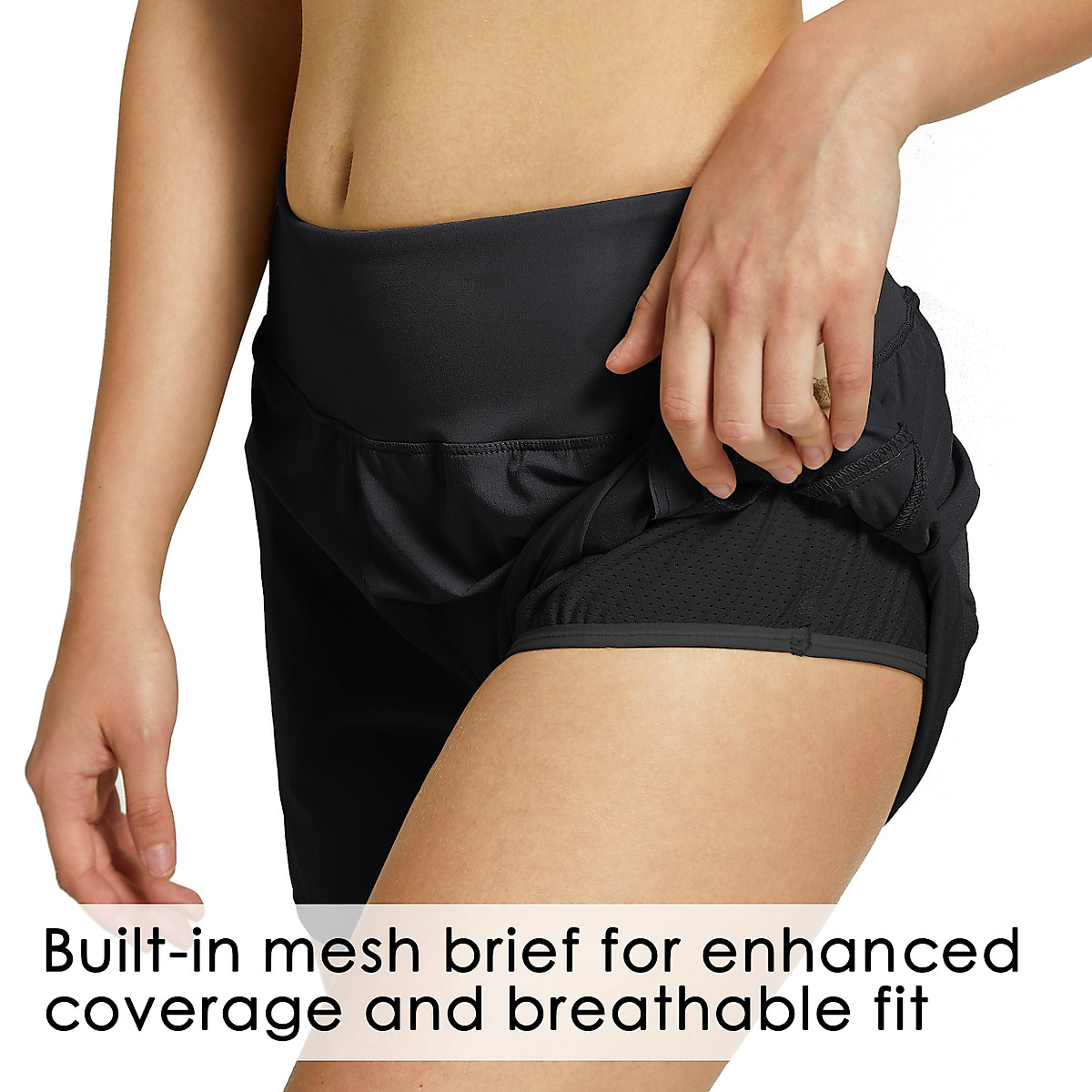 Willit Womens 4" Running Hiking Shorts Athletic Active Shorts with Liner Quick Dry Sports Shorts Zipper Pocket Black M