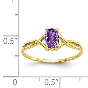 IceCarats 10K Yellow Gold Purple Amethyst Ring Gemstone Band February Birthstone Jewelry Size 7.00