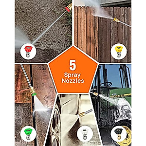 Electric Pressure Washer, ENGiNDOT 2100 PSI 1.8 GPM Electric Power Washer with 5 Spray Nozzles, Pressure Clean Machine with Total Stop System for Cleaning Stair, Car, Driveway, Garden, Deck, Fence