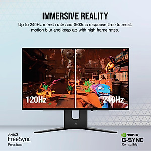 Corsair XENEON 27QHD240 27-Inch OLED Gaming Monitor - 2560 x 1440, 240Hz, 0.03ms, NVIDIA G-SYNC Compatible, AMD FreeSync™ Premium, DisplayHDR10, HDMI 2.1, DisplayPort 1.4, USB-C 3.1 - Black