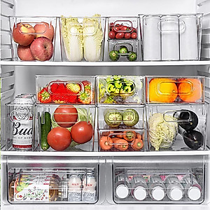 Refrigerator Organizer Bins with Lids, 9 Pack Plastic Freezer Organizer Bins for Fridge, Kitchen, Cabinets - Clear Pantry Organization and Storage Bins Fridge Organizers by GOLIYEAN