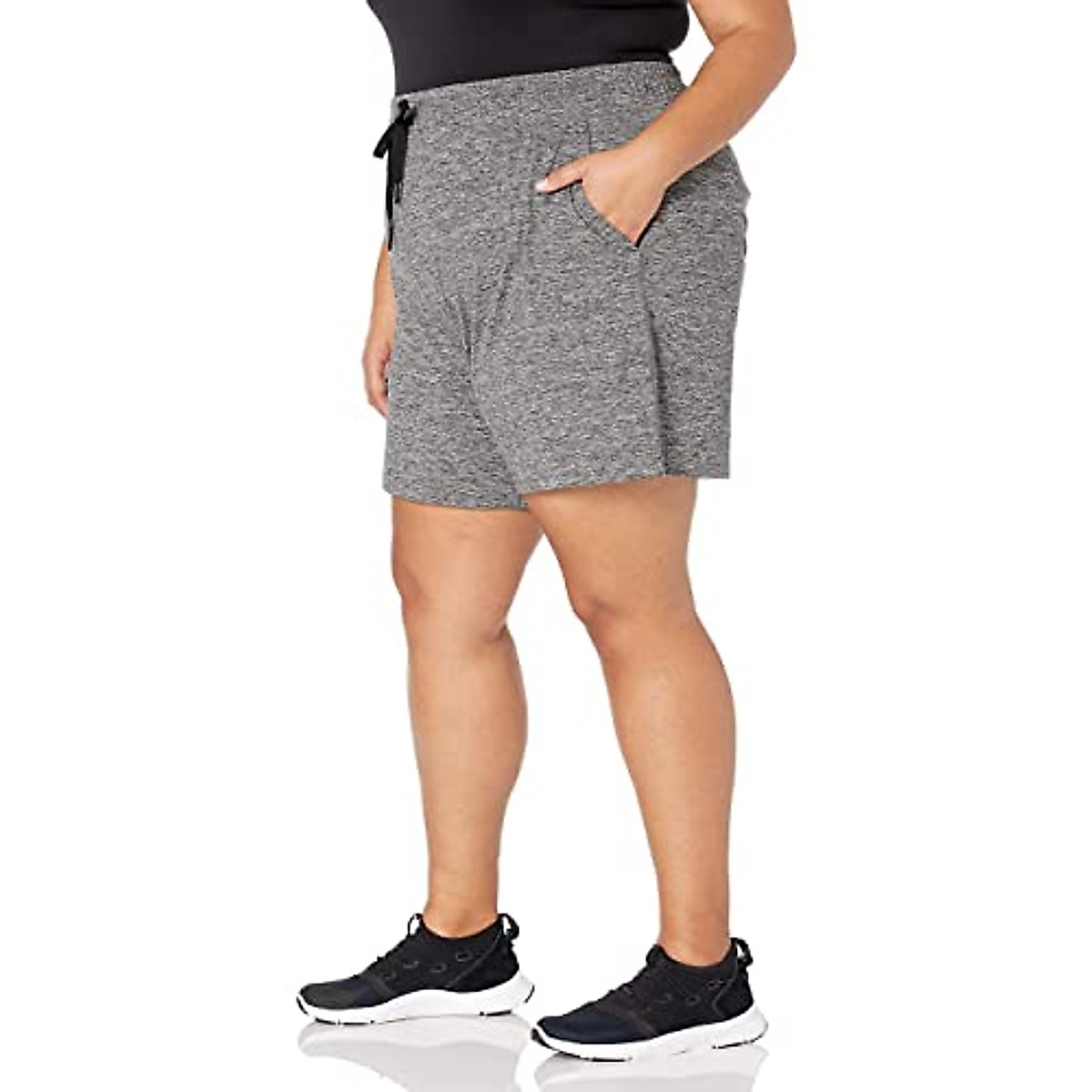 Amazon Essentials Women's Brushed Tech Stretch Short (Available in Plus Size), Dark Grey Space Dye, Medium