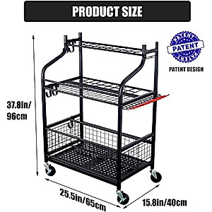 Mythinglogic Garden Tool Organizer for Garage-Yard Tool Racks with Wheels,Garage Organizers and Storage Hold Garden Tools,Yard Tool Holder for Garage/Shed,Garden tool stand
