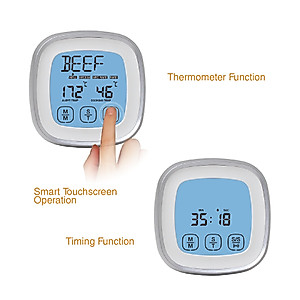Digital Meat Thermometer for Food in Oven Grill Kitchen, with 1 Stainless Steel Probe and Timer