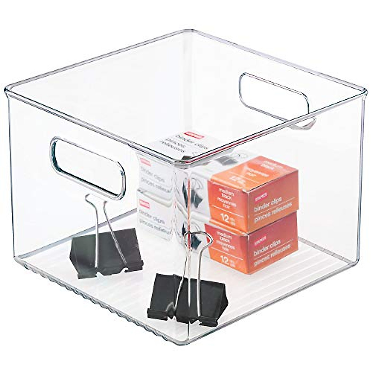 iDesign Kitchen Binz BPA-Free Plastic Deep Stackable Organizer with Handles - 8" x 8" x 6", Clear (Pack of 2)