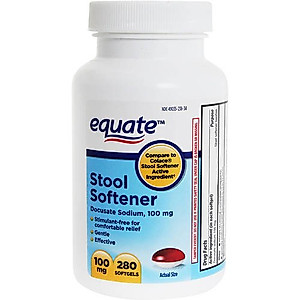 Equate Stool Softener, Docusate Sodium, 100mg, 280ct, Compare to Colace