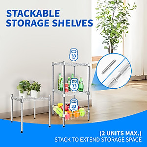 HealSmart Heavy Duty Shelving Unit, Wire Metal Stackable Storage, 1-Tier Shelf, Chrome, 15" W x 13.8" D x 15" H