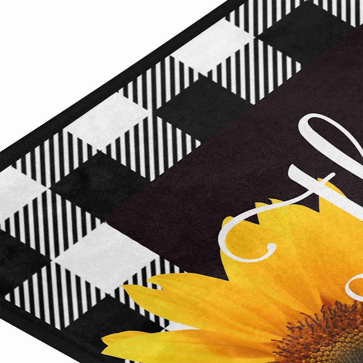 Black White Buffalo Plaid Check Kitchen Rugs Non Slip Kitchen Mats Sunflower Bathroom Rug Doormats for Home Decor, Washable, 39 x 20 Inch (02this is us)