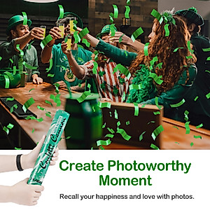 Confetti Cannon Poppers Green, 6PACK YESHOW Green Mylar Confetti Shooter for Graduation, Birthday Party, Nature Party Christmas Eve and New Year Celebration