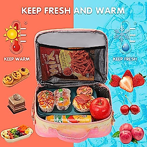 GetWill Pop Lunch Box for Girls, Rainbow Girls Lunch Boxes for School, Push Bubble Kids Insulated Lunch Bag, Leakproof Cooler Lunch Tote with Adjustable Strap, Birthday Back to School Supplies Gifts