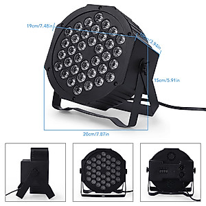 LUNSY Dj Lights, 36 LED Par Lights Stage Lights with Sound Activated Remote Control & DMX Control, Stage Lighting Uplights for Wedding Club Music Show Christmas Holiday Party Lighting - 6 Pack