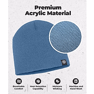 Original Beanie Cap - Soft Knit Beanie Hat - Warm and Durable (Blue Denim)