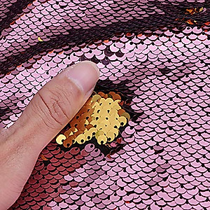 FENICAL Shoulder Bag Sequin Tote Bag Flippy Large Capacity Handbag Fashion Shopping Bag for Women - Pink+Golden