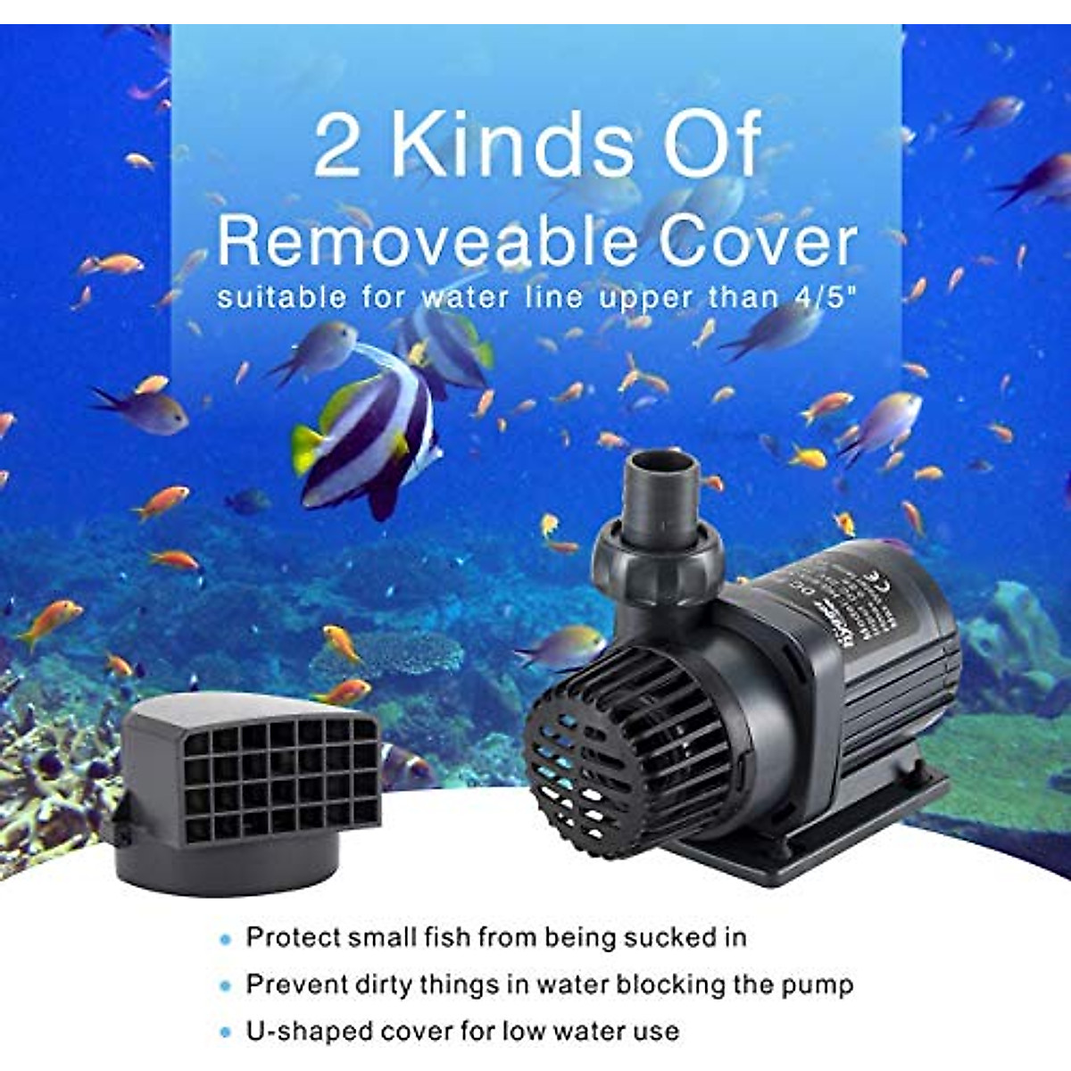 Hygger 24V DC Water Pump Submersible Saltwater Aquarium Sump Pump with LCD Display Controller 1720 GPH