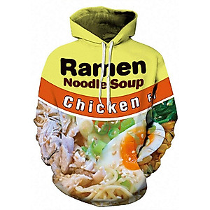 Keasmto 3D Ramen Chicken Noodle Soup Hoodies Sweatshirts for Men Women Cotton Cute X-Large