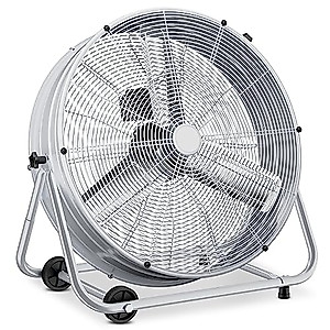 mollie 25 Inch Industrial High Velocity Floor Drum Fan with 3 Speed Heavy Duty Metal Adjustable Tilt Portable Air Circulator for Home Bedroom Garage Commercial Use, 5270 CFM, Silver