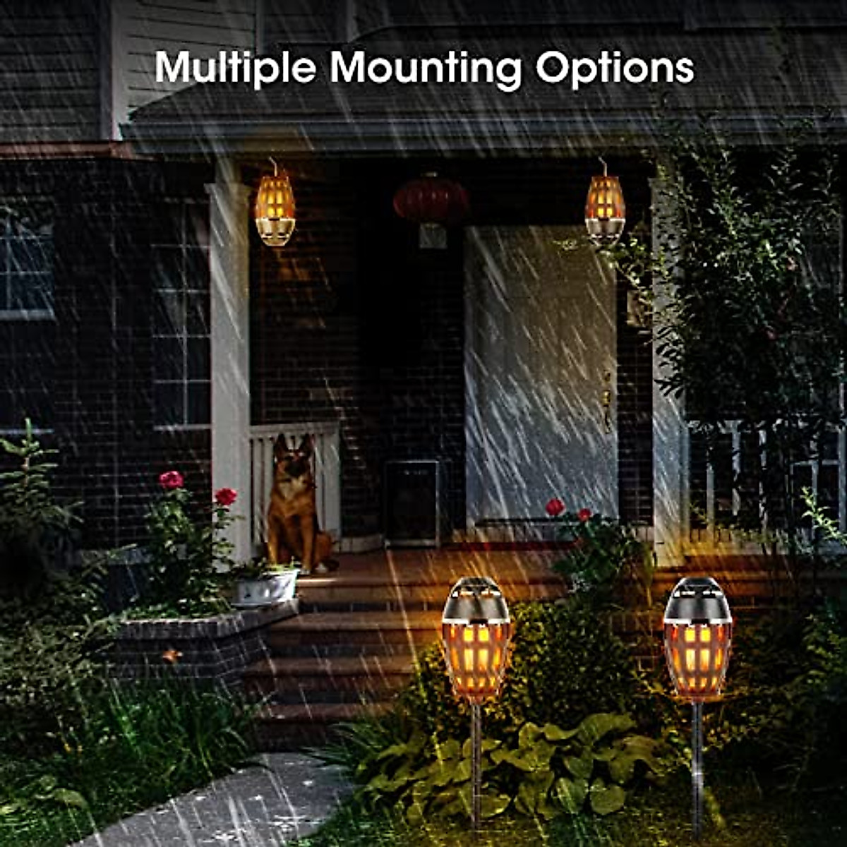 Led Flame Bluetooth Speaker, Torch Light Table Wireless Speaker Portable Outdoor Speaker Night Light with Flickering Flame BT5.0 for iOS/ipad/Android Party/Patio/Gift with Pole&Hook