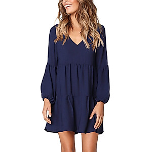 Amoretu Dresses for Women Loose Casual Swing Shift Mini Dress, Spring, Summer, 2025 (Navy, M)