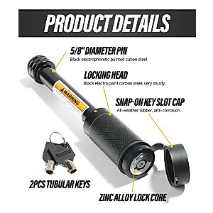 ESEWALAS Heavy Duty Trailer Hitch Lock,Hitch Receiver Pin Lock with 5/8" Pin for Class III IV 2" and 2-1/2" Receiver,Tow Hitch Lock for Hitch Bike Rack Tray Ball Tow Rope,Hitch Receiver Lock