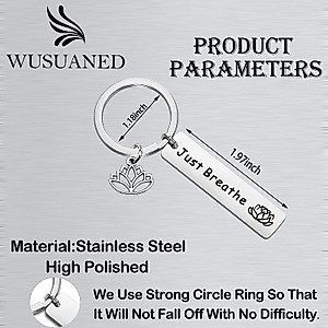 WUSUANED Breathe Lotus Keychain Yoga Jewelry Inspirational Gift for Women Girls