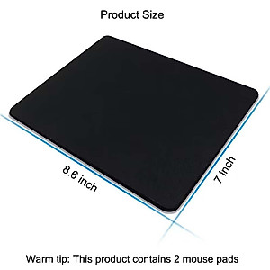 Mouse Pad with Stitched Edge, Comfortable Mouse Pads with Non-Slip Rubber Base, Durable and Washable Mousepads for Computers Laptop Mouse,8.6x7x0.06inch,Classic Black (2 Pack)