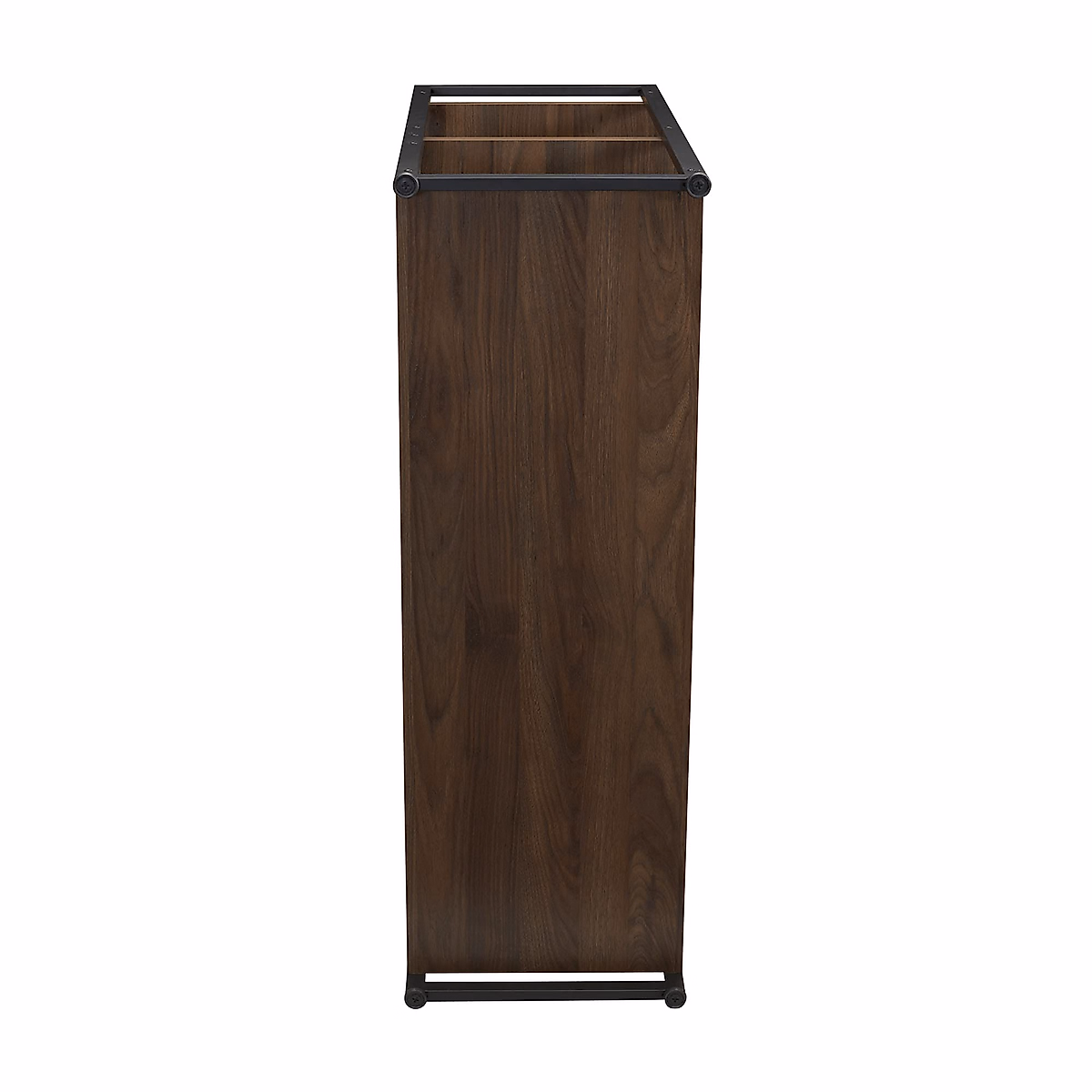 Household Essentials Mid Century Wide 3 Tier Book Shelf, Walnut Wood Finish