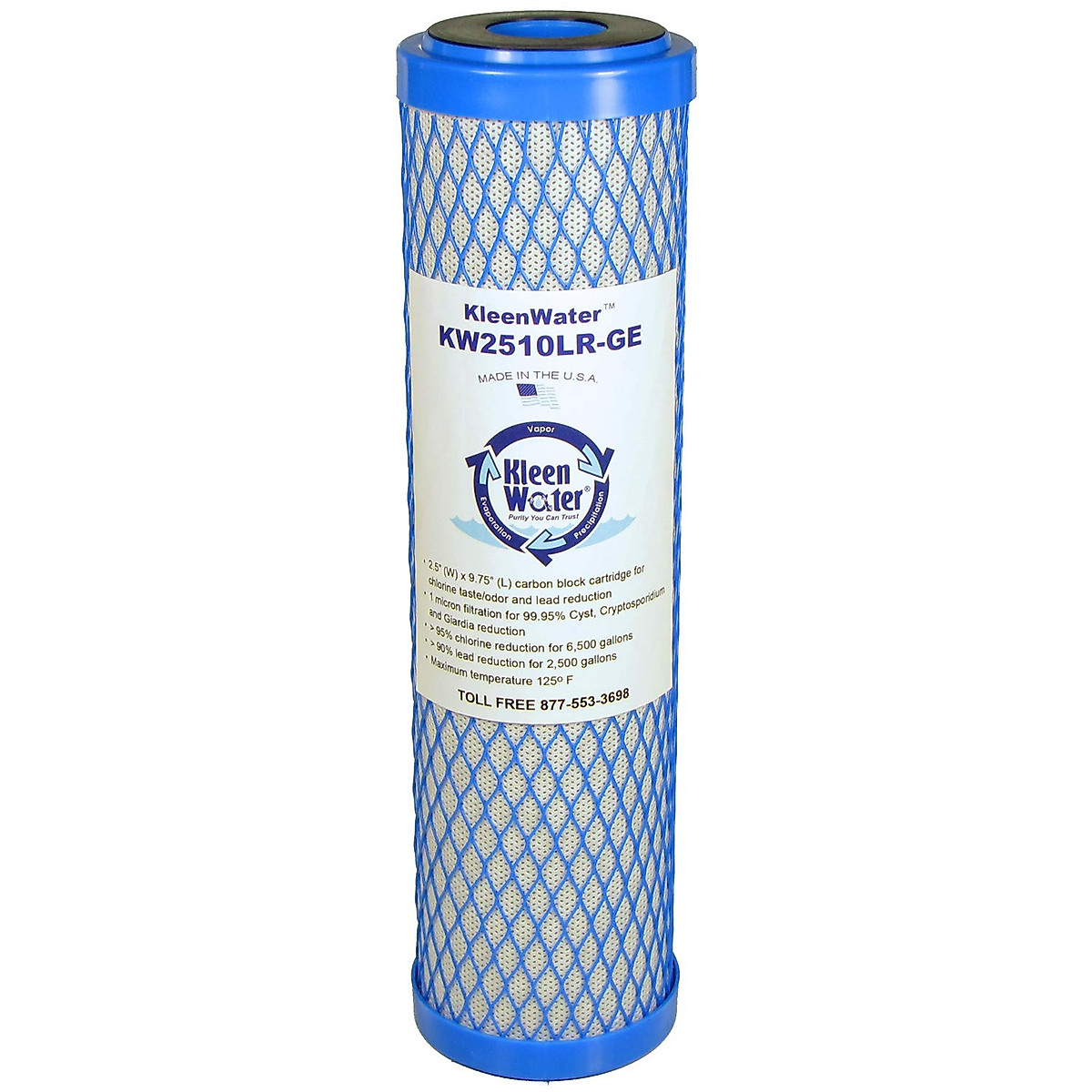 KleenWater Carbon Block Water Filter Replacement Cartridges, Compatible with OmniFilter CB1 and CB3, Made in the USA, Pack of 3