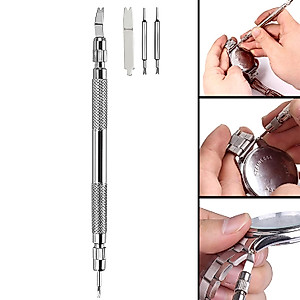 Watch Band Strap Link Pins Remover Repair Tool,24 in 1 Kit with 6 Extra Tips Replacement,20PCS Cotter Pin,Spring Bar Tool Set,1PCS Head Hammer