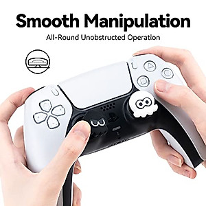 WISHAVEN Thumb Grip Caps Compatible with Playstation 5 Controller, Soft Silicone Thumbsticks Cover Set for Playstation PS5 PS4 and Switch Pro Controllers, 4Pcs - Squid & Octopus (Black&White)