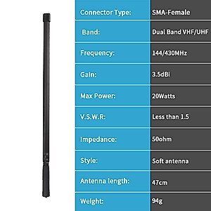 LSENG Ham Radio Antenna Dual Band VHF UHF 144/430MHz 18.5Inch Foldable Tactical SMA Female Handheld Walkie Talkie Antenna for Kenwood Wouxun Baofeng BF-F8HP UV-5R UV-82（2PCS）