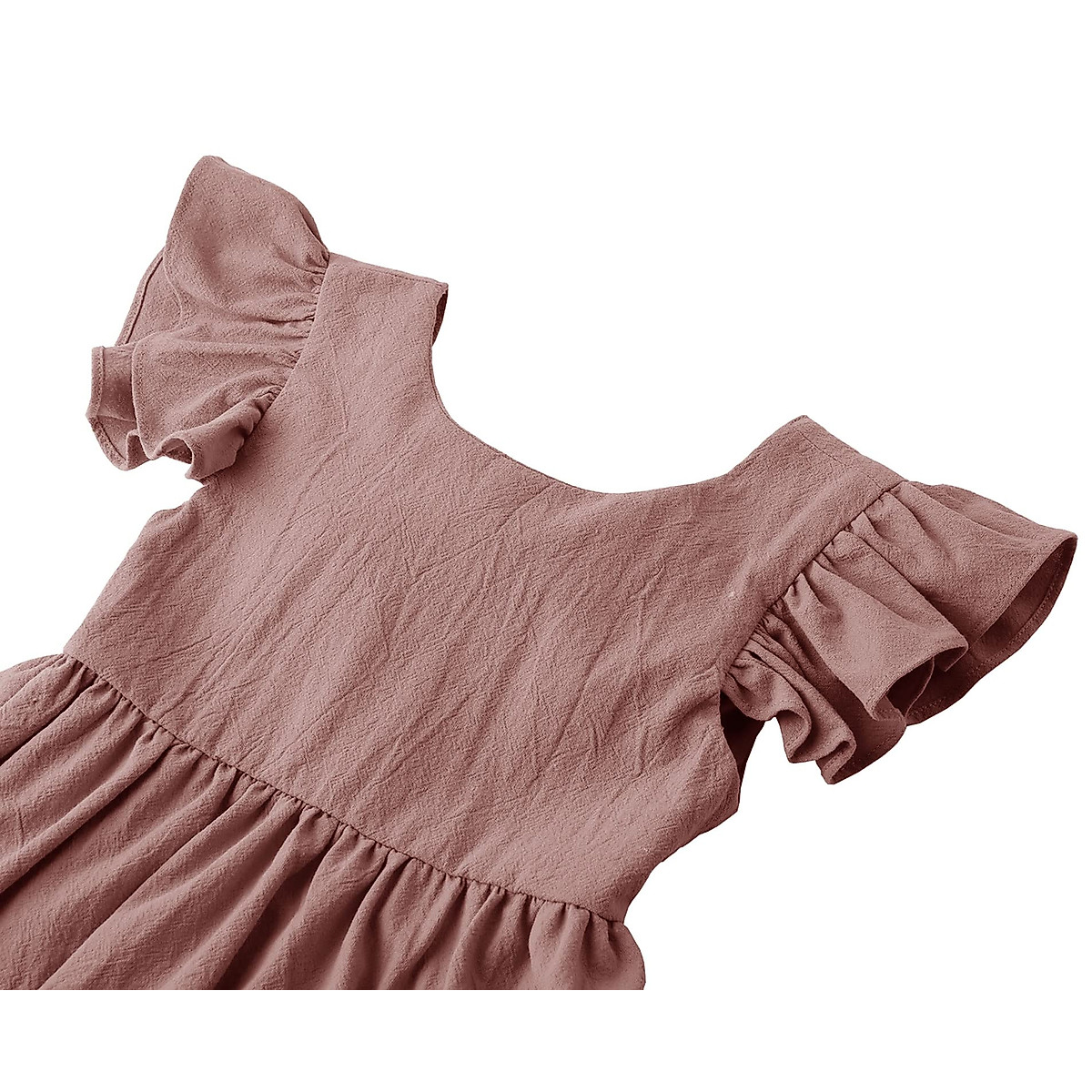 lymanchi Girl Cotton Linen Ruffle Halter Backless Princess Dress Infant Comfy Playwear 823 Dark Pink 120