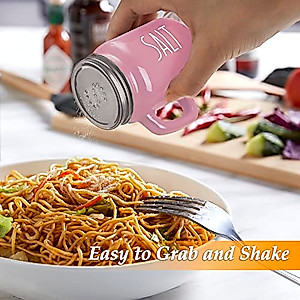 Pink Salt and Pepper Shakers Set - DAYYET 4 oz Pink Kitchen Decor and Accessories for Home Restaurants Weddings - Cute Glass Shaker Sets with Stainless Steel Lids
