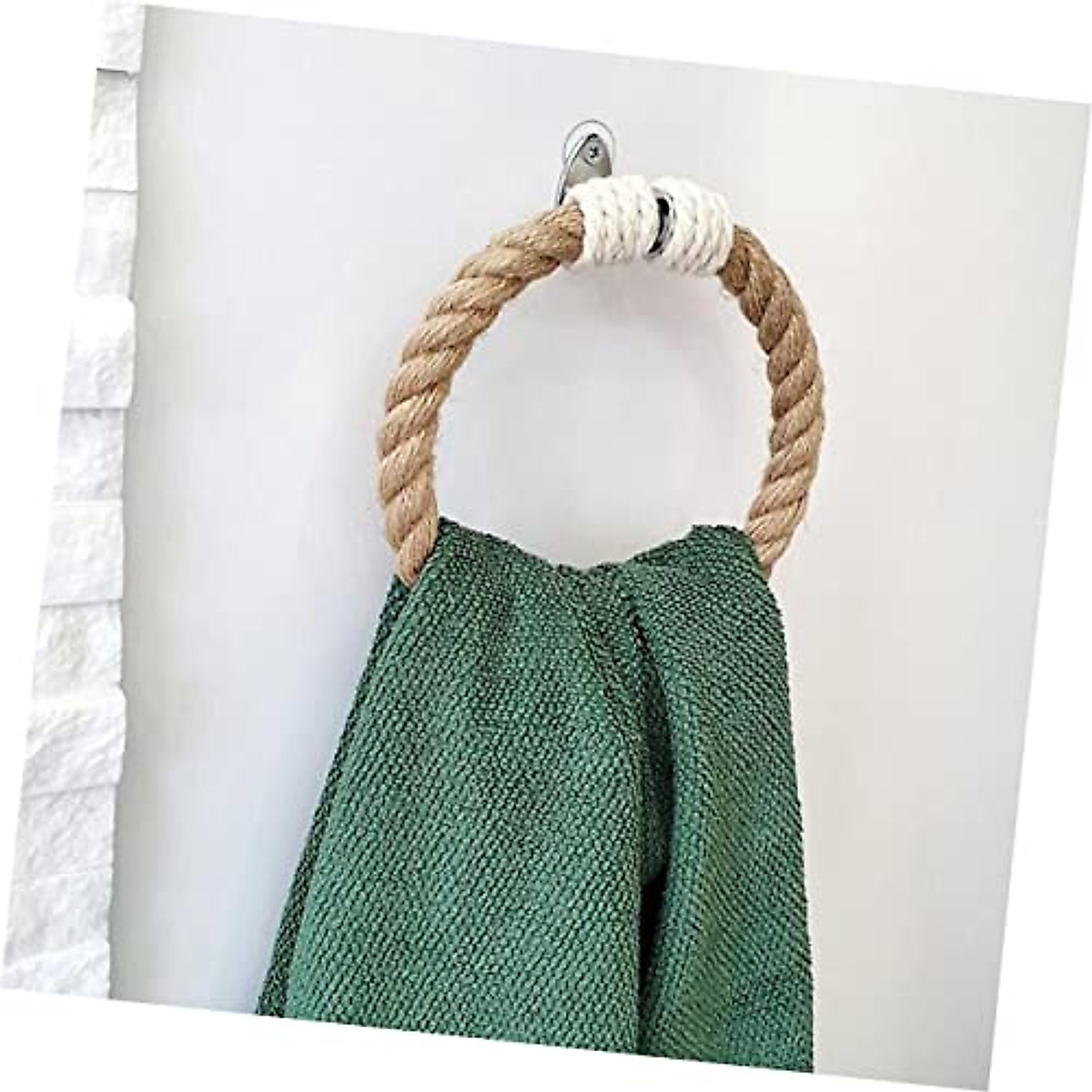 Veemoon Kitchen Rings Wooden Stand Wall-Mounted Bohemian Woven Decorative Accessories Hand Ring Bath Shower Design Storage Rope Bathroom Mount Holder Towel Bedroom Shape Rack Rustic