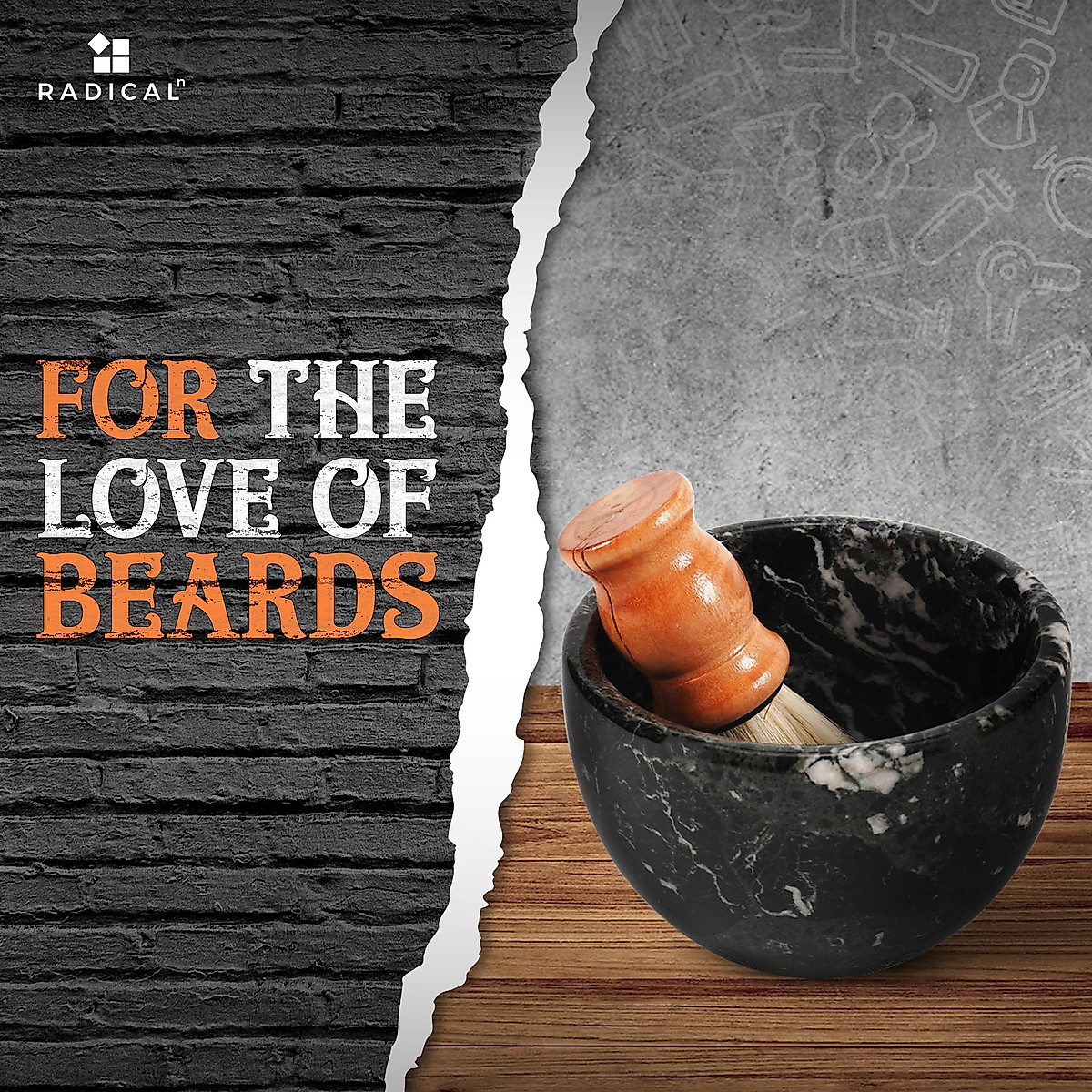 Radicaln Marble Shaving Cream Bowl Black 4' x 3' Inches Handmade Shaving Bowl Mens Barber Supplies - Bowl For Esthetician Supplies Like Shaving Gel - Used By Barber For Beard Bar Clean Up