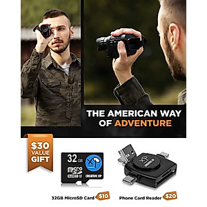 CREATIVE XP Night Vision Monocular for Hunting & Surveillance w/Card Reader - Infrared Monoculars - Black