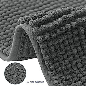 subrtex Bathroom Rugs Chenille Bath Rug Soft Short Plush Bath Mat Soft Shower Mat Water Absorbent Shower Mat Quick Dry Machine Washable(Gray,16" x 24")