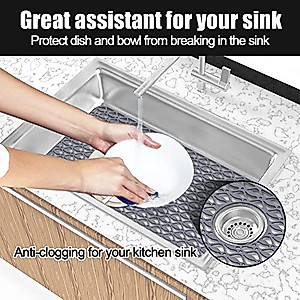 JUSTOGO Sink Protectors for Kitchen Sink, Center Drain Kitchen Sink Protector Grid Accessory 28.3''x 15.6'', Folding Sink Mats Grates for Bottom of Farmhouse Stainless Steel Porcelain Sink (1 PCS)