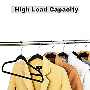 Black Velvet Hangers,Closet Hangers for Clothes,Non-Slip Hangers Pack of 10,Multi-Purpose Hangers,Silver Hanger Hooks spacesaver