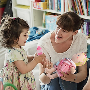 GAGAKU Lovely Baby Doll 12 inch, Soft Plush Doll for Girls Stuffed Huggable Doll Rag Cuddly Doll with Magic Magnetic Pacifier Simulated Baby Bottle for Kids