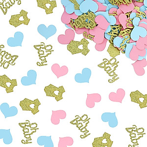 Prasacco 240 PCS Gender Reveal Confetti Baby Shower Decorations Glitter Baby Clothes Confetti Party Table Confetti for Gender Reveal Party Table Decorations