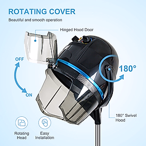 Nova Microdermabrasion Professional Hooded Floor Hair Dryer Adjustable Bonnet Hair Dryer Stand Up with Timer and Rolling Wheels for Beauty Spa Home Salon Equipment