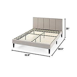 ZINUS Maddon Upholstered Platform Bed Frame / Mattress Foundation / Wood Slat Support / No Box Spring Needed / Easy Assembly, Beige, Queen