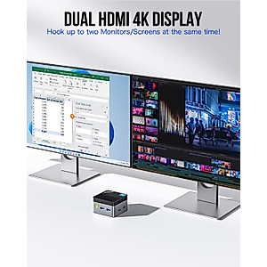 GMKtec Mini PC N97, G5 Micro Desktop Computer, 12th Gen Intel Alder Lake N97 (up to 3.60GHz) 12GB DDR5 256GB Hard Drive for Business, School, Office