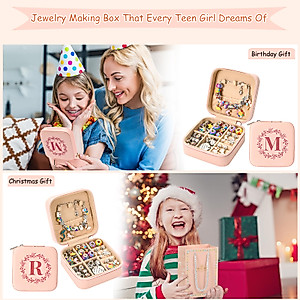Charm Bracelet Making Kit for Girls 3-12, Kids Jewelry Making Kit 66Pcs Jewelry Kits for Girls Ages 8-12 Jewelry Maker Craft Necklace Birthday Christmas Gifts with Initial Jewelry Organizer Box - C