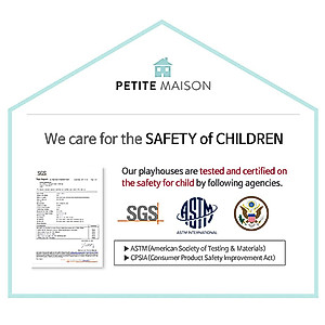 PETITE MAISON Kids Play House Tent with 100% Cotton Fabric & 5 Windows - Hand Made Premium Quality Play Tent for Indoor & Outdoor - Light and Easy to Assembly - Best Birthday Gift - Pink