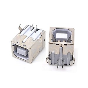 YXQ USB Type B Female Port 4-Pin 90 Degree B Solder Jack PCB Mount DIP Socket Connector Silver Tone, 5-Piece